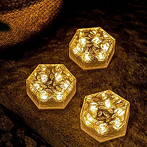 AIINY Solar Outdoor Lights 1 Pack,Outdoor Garden Decor Lighting Products,6LED Warm White Waterproof Ice Cube Pathway Lights for Garden Patio Porch Landscape Backyard Lawn Yard Pool
