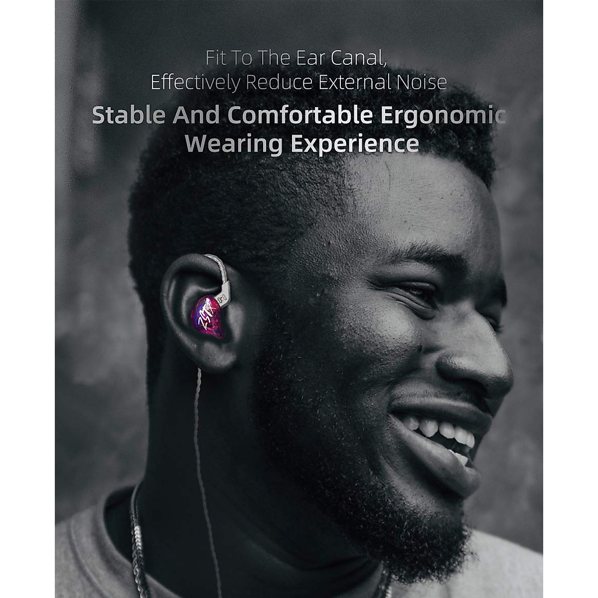 Kinboofi KZ ZSTX in Ear Headphone, 1BA 1DD HiFi Earphone with Hybrid Driver High Fidelity Sound IEM Headset with Detachable Cable (with Microphone, Purple)
