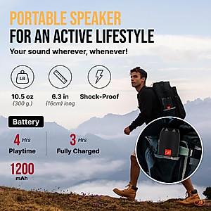 WALLA SOUND Bluetooth Speaker & FM Radio - IPX5 Waterproof Portable Wireless Speaker with BT 5.3, Stereo Sound, Micro SD Card MP3 Player, TWS Pairing & Built-in Mic for Home, Outdoors, Travel