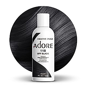 Adore Semi Permanent Hair Color - Vegan and Cruelty-Free Hair Dye - 4 Fl Oz - 118 Off Black (Pack of 1)