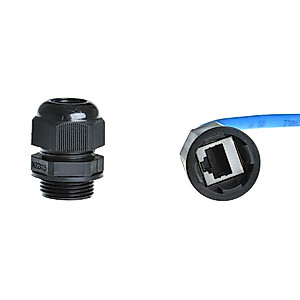 ANMBEST 2PCS M20 RJ45 Waterproof Cat5/5e/6 8P8C Connector IP67 Ethernet LAN Cable Connector Double Head with Shield Cat6 Network Cable Outdoor LAN Coupler Adapter Male to Female