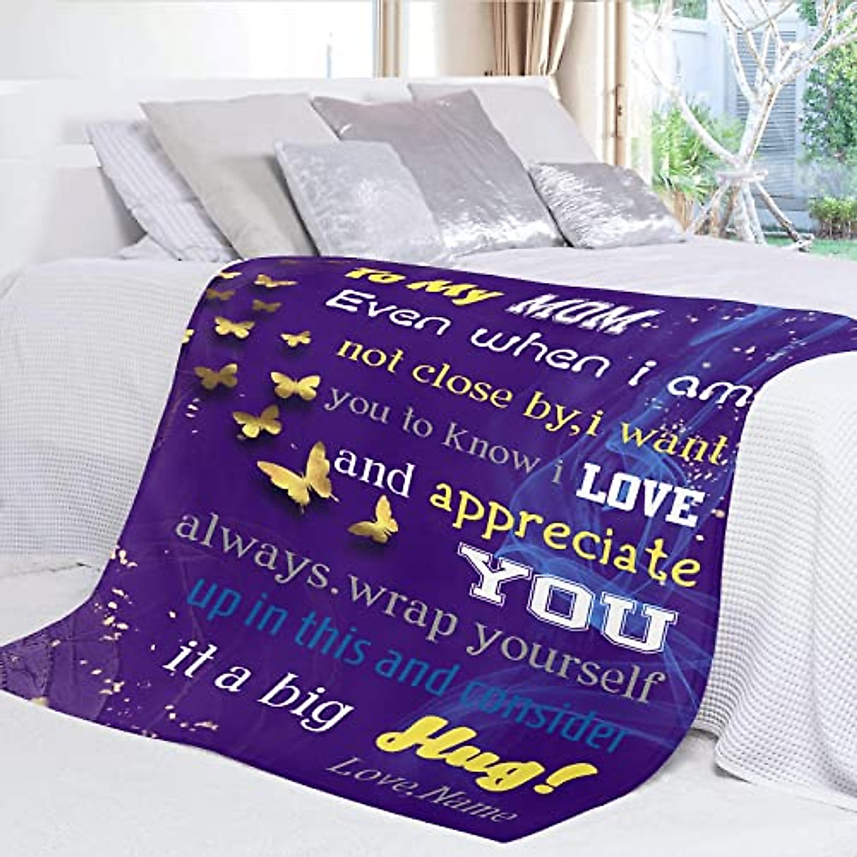 Personalized Name Blanket for Mom Dad Daughter Son, Custom Throw Blanket with Name to My Mom Gift for Mother Day,Father's Day,Birthday,Christmas,Wedding Gift 60"x80"