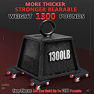 Furniture Dolly, 1300 Lbs Load Capacity Furniture Mover with Wheels and Brake, 360° Rotation Wheels Furniture Lifter Set for Moving Heavy Furniture, Refrigerator, Cabinet, Sofa