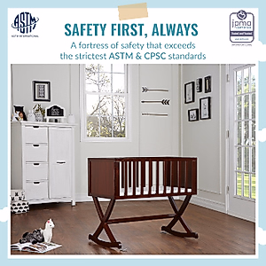 Dream On Me Luna/Haven Cradle, Wood, Espresso, 37x19x31.5 Inch (Pack of 1)