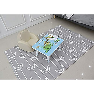 Baby Care Kids Folding Floor Table w/Adjustable Heights - for Play, Reading, and Snack Time and More (World Map)