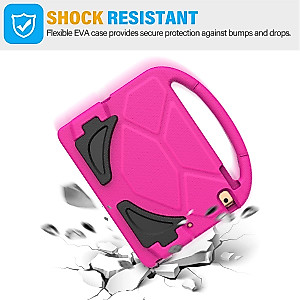 SUPLIK Kids Case for iPad 5th/6th Generation(9.7 inch, 2017/2018), iPad Air 2/1 & Pro 9.7 Case with Screen Protector, Durable Protective Cover with Handle Stand for Apple iPad 5/6 Gen, Pink