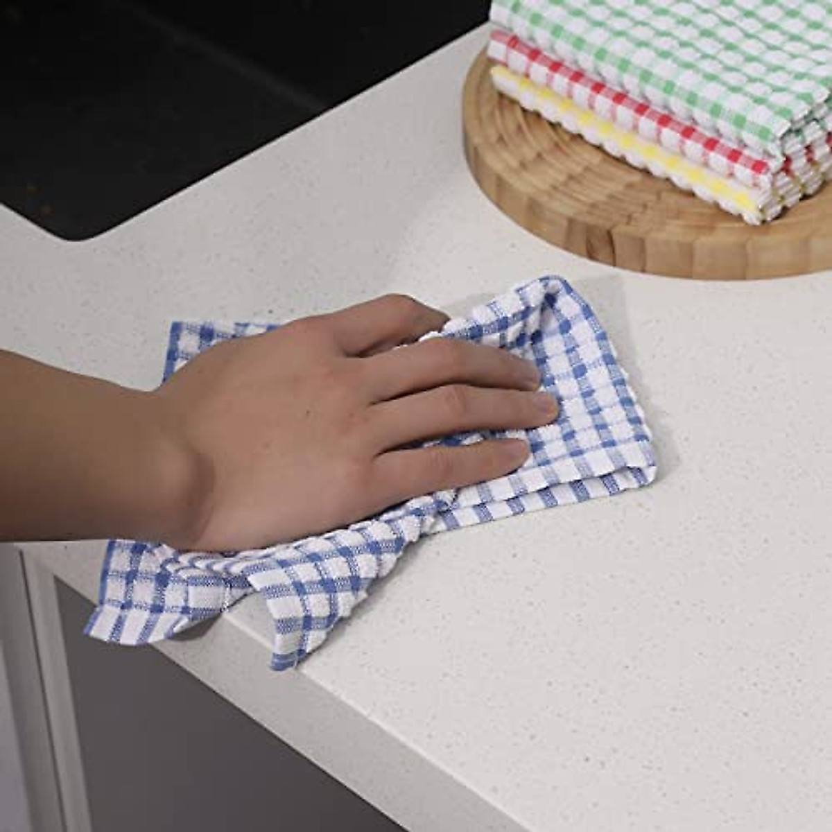 clwellge Kitchen Dish Cloths 12pcs, Bulk Cotton Absorbent Dish Wash Cloths, Perfect for Household and Commercial Uses