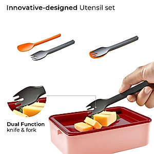 linoroso Stackable Bento Box Adult Lunch Box | Meet All You On-the-Go Needs for Food, Salad and Snack Box, Premium Bento Lunch Box for Adults Include Utensil Set, Dressing Containers - Frozen Berry