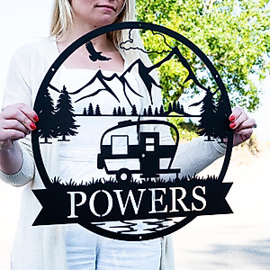 Personalized Retro Camper Outdoor Metal Sign | Camper Decor | Camping Gift | Happy Campers Sign | Custom Camping Name Wall Art | Airstream