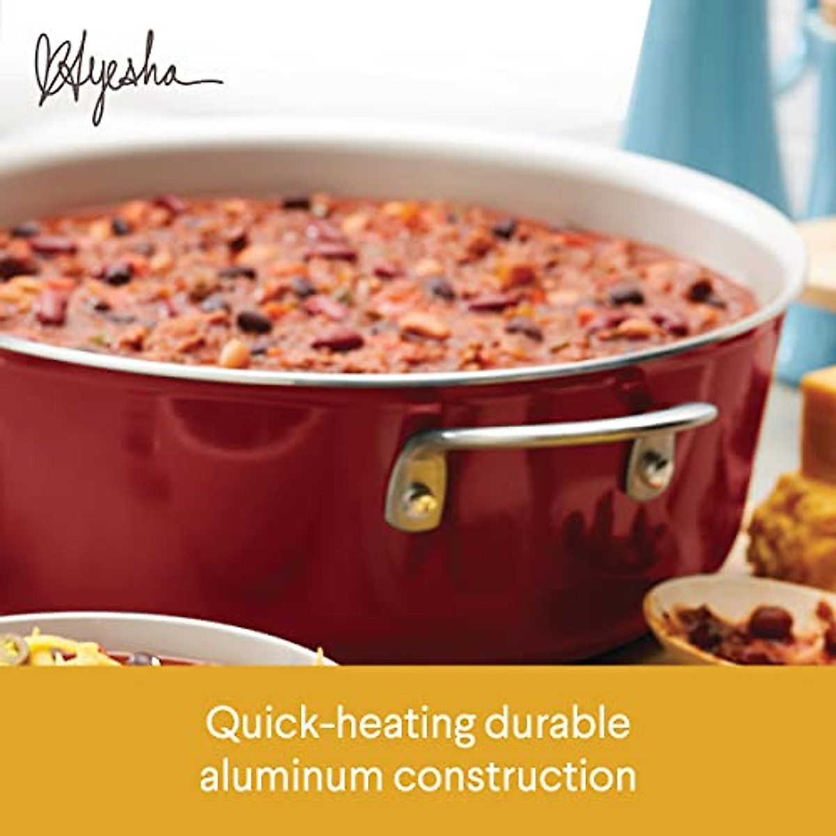 Ayesha Curry Home Collection Nonstick Cookware Pots and Pans Set, 9 Piece, Sienna Red