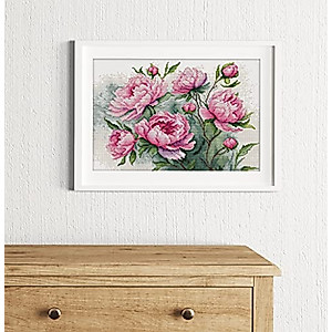 Luca-S Cross Stitch Kit The Charm of Peonies, Counted Cross Stitch Kit for Adults, Embroidery Kit, B7019