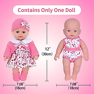 ZNTWEI 12 Inch Baby Doll Playset with Reborn Baby Dolls Clothes and Accessories Including Bottles, Nipple, Diaper, Bib, Underpants