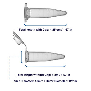Kashi Scientific 1.5mL Microcentrifuge Tube with Snap Cap [1000/Pack] 1.5 mL Centrifuge Tubes with Flip Cap, Clear Graduation, Polypropylene, Plastic Lab Snap Tubes