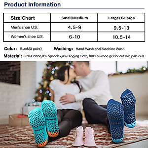 Hylaea Womens & Mens Non Slip Gripper Socks with Cushion for Yoga Pilates Barre Home Hospital Socks Dark Blue Green Small Medium