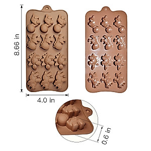 homEdge 12-Cavity Dinosaur Chocolate Mold, Set of 4PCS Non Stick Silicone Dinosaur Mold for Candy Chocolate Jelly, Ice Cube