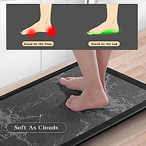 Kitchen Mat Rug for Floor,Kitchen Floor Mats 2PCS Cushion Anti Fatigue Comfort Mat for Home and Standing Desk (Black)