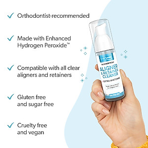 EverSmile AlignerFresh Extra Whitening Aligner & Retainer Cleaning Foam. AlignerFresh Cleaning Foam for Invisalign, ClearCorrect, Essix, Hawley Trays/Aligners. Cleans, Kills Bacteria & Whitens Teeth.