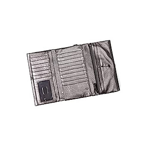 HOBO Keen Trifold Wallet For Women - Polyester Lining With Button Snap Closure, Handy and Stylish Compact Wallet Anthracite One Size One Size