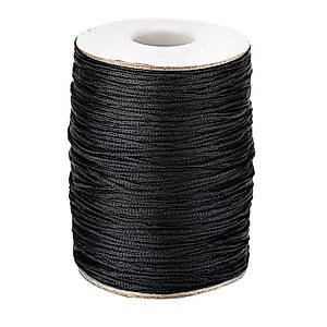 Anwyll 1.5mm Black Nylon Cord Wind Chime String,110 Yards Braided Lift Shade Cord Replacement,Windows Roman Rollers Repair,Nylon Bracelets String for DIY Crafts,Chinese Knotting,Gardening Plant