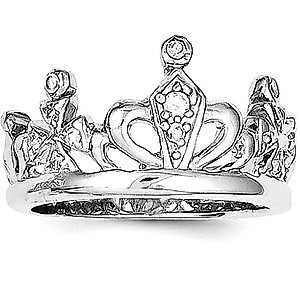 IceCarats 925 Sterling Silver Cubic Zirconia CZ Royal Princess Crown Ring Size 8