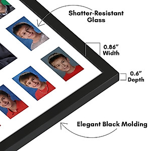Americanflat 13.5x18 School Picture Frame Pre-K to 12 - Fits Twelve 2.5x3.5 Photos and One 5x7 Picture or Use as One 13.5x18 Frame - Signature Collection - K-12 Picture Frame for Wall Display - Black