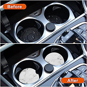 2 Pcs Absorbent Car Coasters White Marble Car Coaster Cup Holder Coasters Thirstystone Ceramic Cupholder Coaster Gray Cute Car Coasters Stone Car Drink Coasters