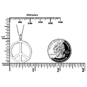 DAOCHONG S925 Sterling Silver Peace Sign Pendant Necklace for Women Men