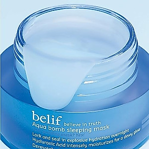 belif Aqua Bomb Sleeping Mask - Korean Jelly Night Cream, Skin Barrier Repair Overnight Moisturizer, Lightweight, Hydrating & Plumping, Napiers Herbal Formula, 1.6 fl oz