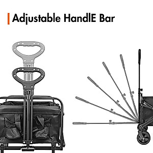 NEOTEC Collapsible-Folding-Wagon - Wagon Cart Heavy Duty Foldable Outdoor Utility with Silent Universal Wheels, Adjustable Handle for Camping