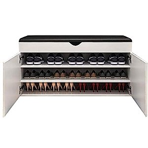 Shoe Bench Organizer Shoe Racks Entryway Shoe Cabinet Shoe Organizer Bench Coat Rack with Shoe Storage Bench Cabinet Shelf Rack Organizer Cubby Runk (Color : White, Size : 80 * 35 * 52cm)
