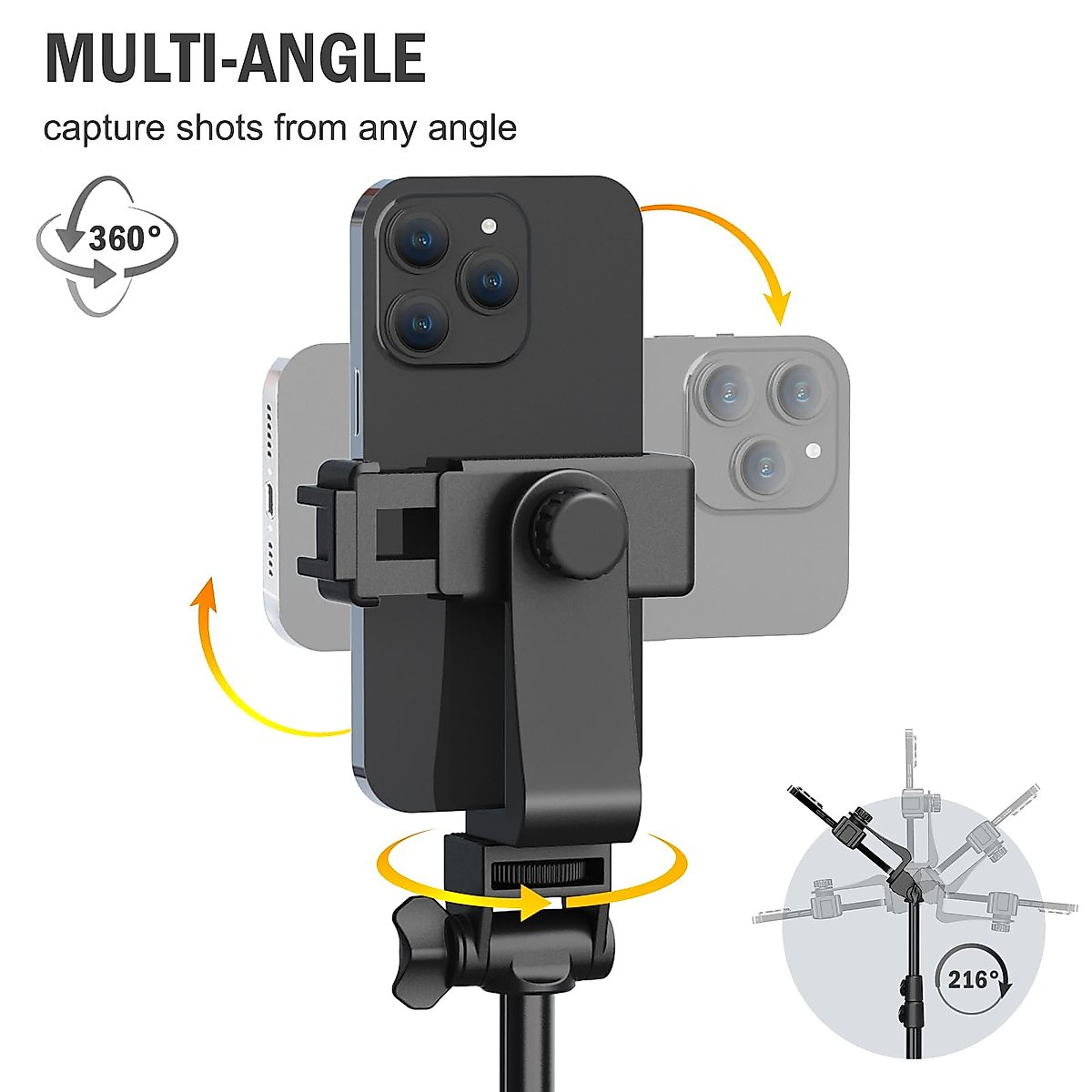 Liphisy 64” Tripod for Cell Phone & Camera, Phone Tripod with Remote and Phone Holder, Sturdy & Stable Height Adjustable Multi-Angle Shot Selfie Stick Tripod for Video Recording