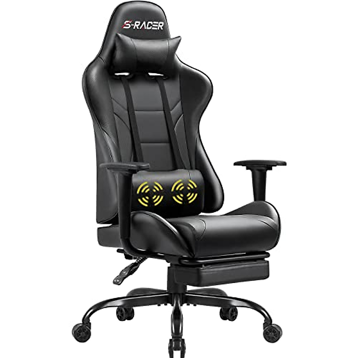 Homall Gaming , Massage, Computer, Office Ergonomic Desk chair with Footrest Racing Executive Swivel chair Adjustable Rolling Task chair (Black)