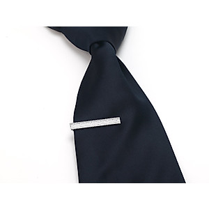 Mens Skinny Tie Clip Set Fashion Jewelry, 10 Pieces of Silver Tone, 1.57 Inches
