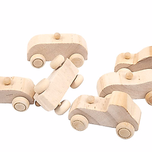 JALEOOUTLET - Wood DIY Cars Toys Wooden Crafts for Paint Art 6 Set Home Activities Easy Family Time Painting Craft Students Make Your Own Race Cart