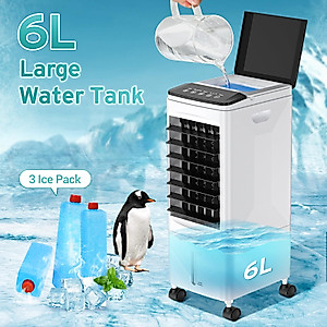 Portable Air Conditioners, 3-IN-1 Air Conditioner Portable with 3 Speeds, 6L Portable AC w/7H Timer, 60°Oscillation, Remote Control Windowless Portable Air Conditioner for Room, Home