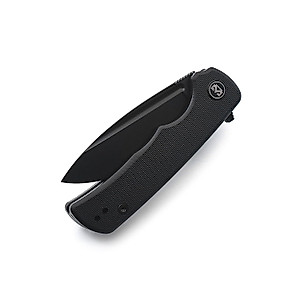 Miguron Knives M Talism Flipper Folding Knife,3.01" Black PVD D2 Blade Black G10 Handle With Deep Pocket Clip,Camping Hiking Pocket Knife MGR-810BK