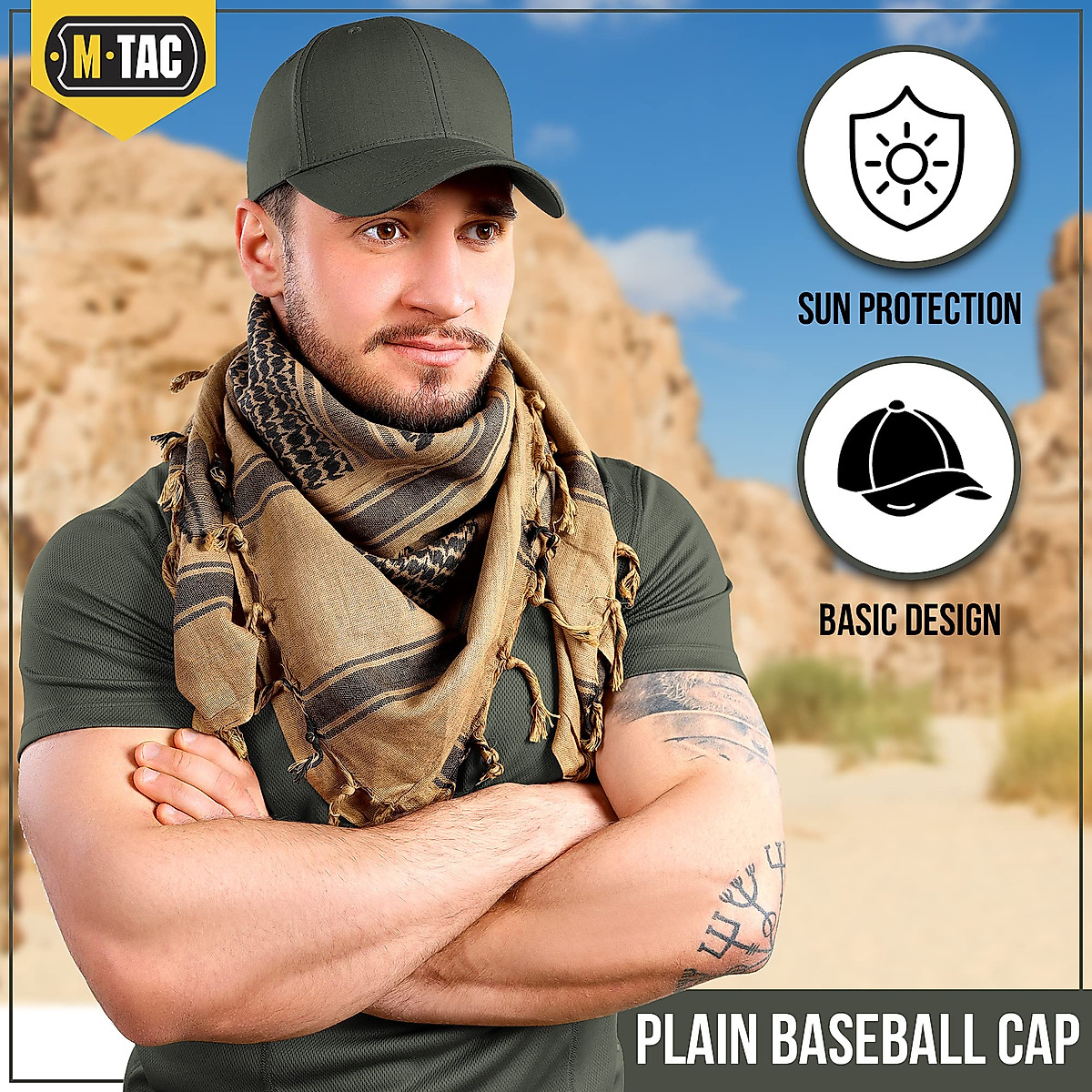 M-Tac Tactical Baseball Cap - Adjustable Plain Workout Ball Cap, Ripstop Hats for Men and Women (Army Olive, XL)