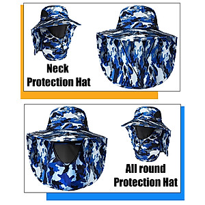 9 Pcs Summer Fishing Hat Women Men Sun Hats with UV Protection Wide Brim Outdoor Hat with Face Cover and Neck Flap Rollable Fishing Cap with Removable Face Flap for Gardening Hiking Beach, 7 Colors