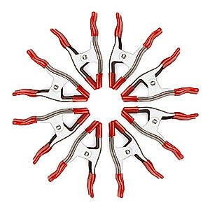 WORKPRO 8-pack Spring Clamps for Woodworking, 6-19/64 inch Large Steel Clamp Set, 2 inch Jaw opening, Nickel-plated, Heavy Duty Clips for Backdrops Stand, Background Muslin, Paper, Photo Studio
