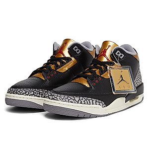 Jordan Air 3 Retro Black/Fire Red/Metallic Gold/Cement Grey 6.5 Medium