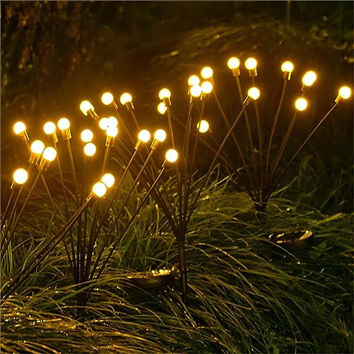 LURIVA 4 Pack Firefly Solar Garden Lights, Solar Lights for Outside, Solar Lights Outdoor Waterproof, Outdoor Solar Lights, Patio Yard Garden Decor Lights, Warm White