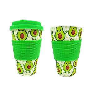 TINYMILLS Avocado Cute Kawaii 14oz Travel Mug Eco-Friendly Reusable Plant Fiber Travel Mug Birthday Gift Stocking Stuffer Teacher