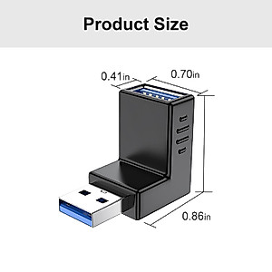 Oxsubor USB 3.0 Adapter 90 Degree Male to Female Combo Vertical Up and Down Angle Coupler Connector