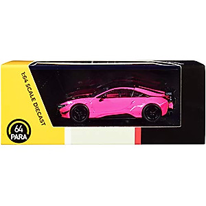 i8 Liberty Walk Hot Pink and Black 1/64 Diecast Model Car by Paragon PA-55150