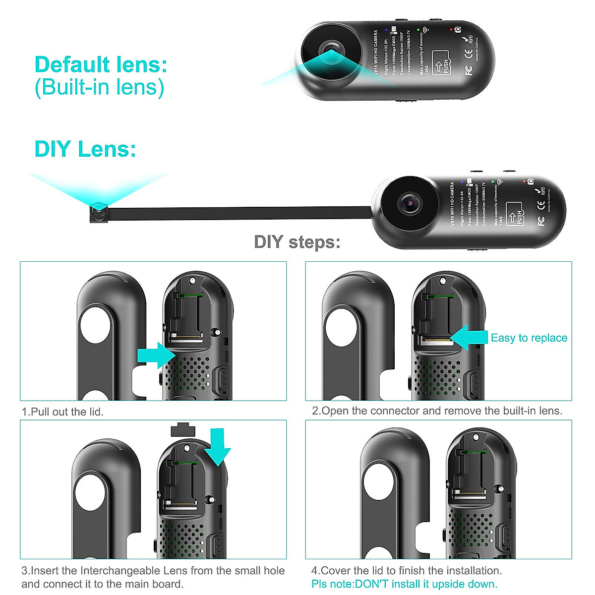 Hidden Spy Camera, 1080P WiFi Mini Camera Portable Wireless Security Cameras with 2 Lenses Motion Detection Night Vision Remote View for Home Surveillance Video Recorder Covert Nanny Cam(2021 Design)