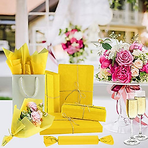 NEBURORA Yellow Tissue Paper for Gift Bags 60 Sheets Yellow Wrapping Tissue Paper Bulk 14 X 20 Inch Bright Yellow Packaging Paper for Gift Wrap Filler Crafts Birthday Wedding Sunflower Party(Yellow