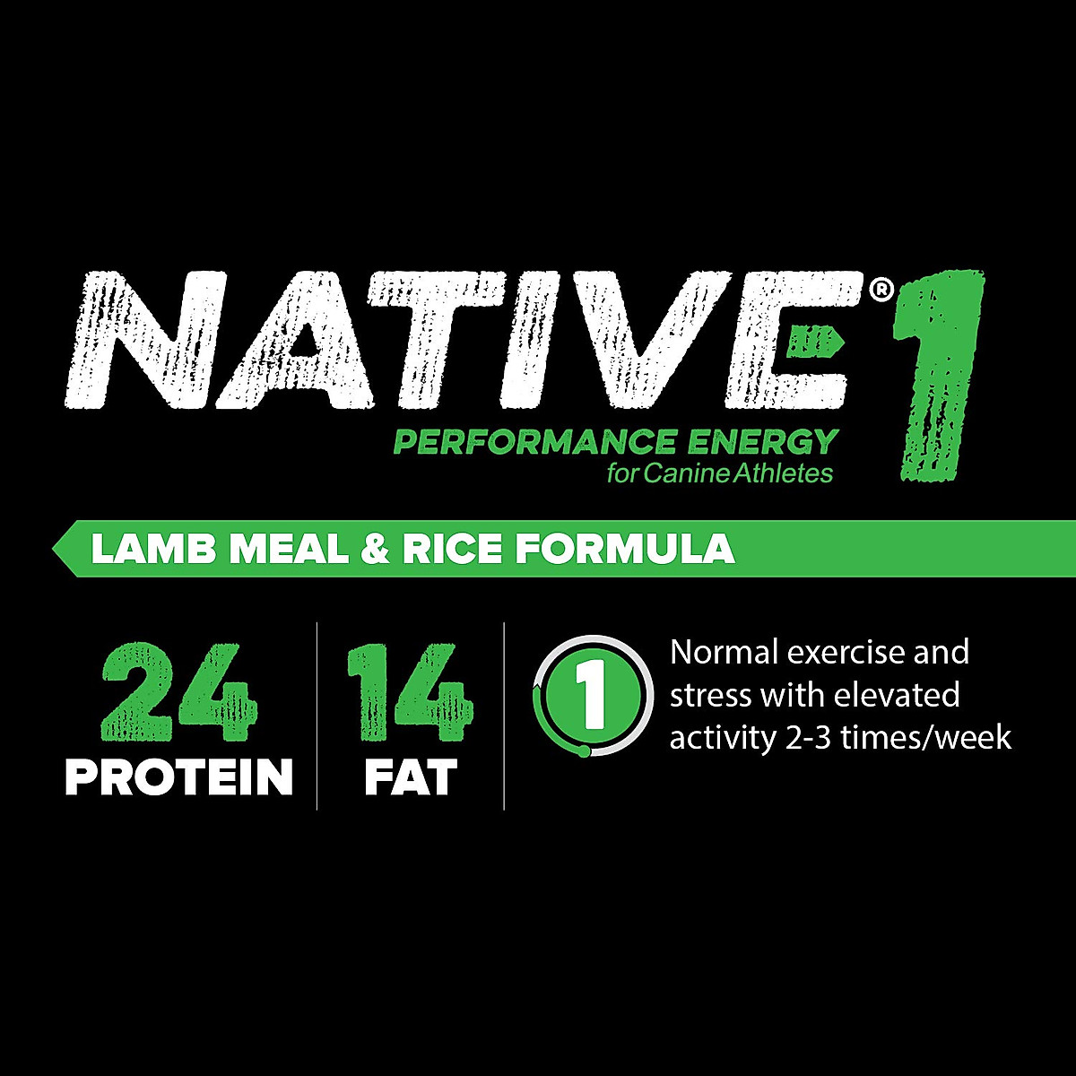 NATIVE Performance Dog Food | Lamb Meal and Rice Formula | No Filler or Bi-Products | Low to Normal Energy Level 1 | 40 Pound Bag