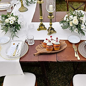 LAHONI Wooden Leaf Shaped Decorative Trays, Wood Serving Tray Rustic Storage Platter for Snacks, Dessert, Tea, Fruits, Breads, Food Display (4.7x11.8 Inch, Brown)