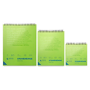 Stonehenge 100% Cotton Medium Weight Spiral Journal, White, 11 x 14 inches, 250gsm, 32 Sheets for Dry Media