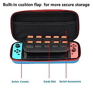 Carrying Case Compatible with Nintendo Switch - Sturdy Hard Shell Switch Carrying Bag for Switch OLED Console & Accessories with Strap and 10 Game Cards Slot(Red)